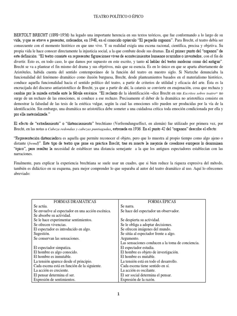 Teatro Político o Épico | PDF | Teatro | Aristóteles