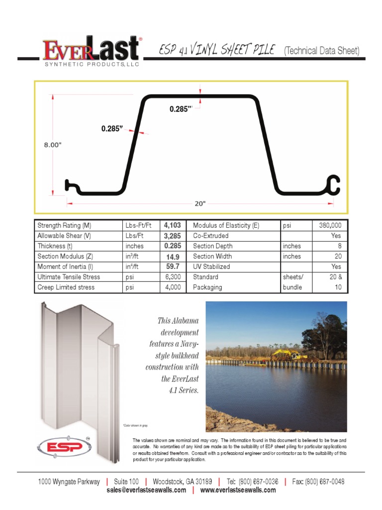 spesifikasi vinyl sheet pile | Young's Modulus | Classical Mechanics