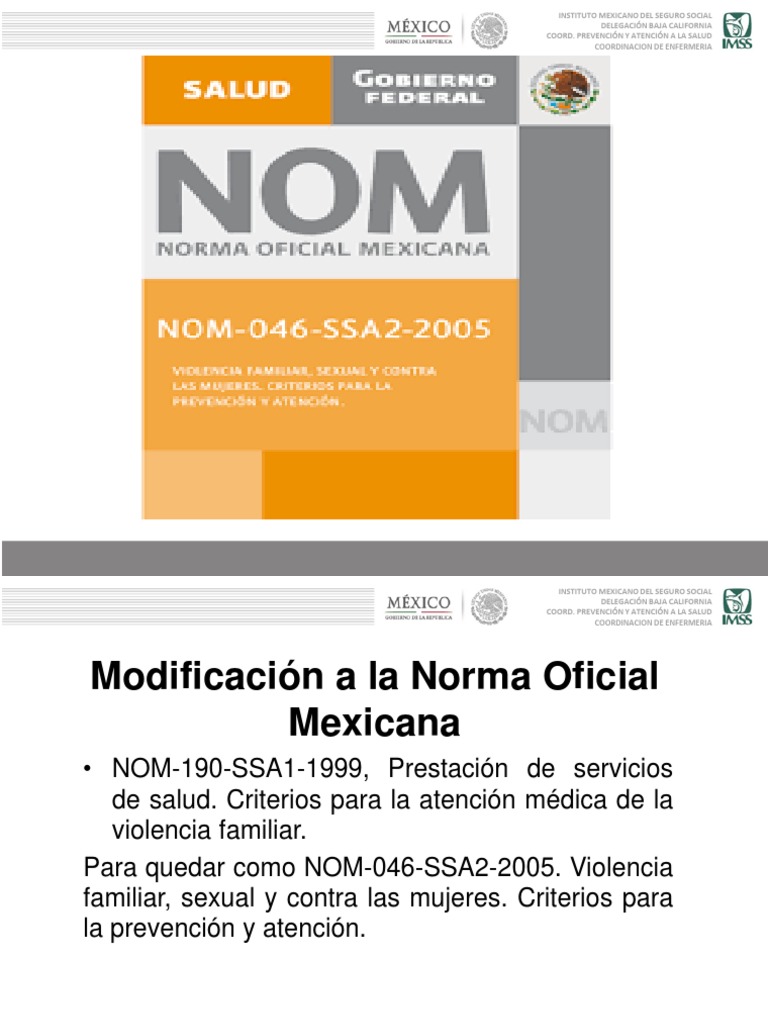 Nom - 046 Ssa2 2015 2 | PDF | Violencia doméstica | Violencia