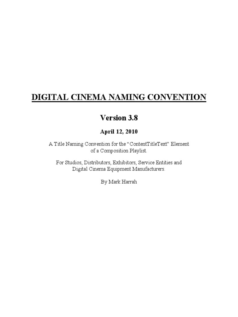 Digital Cinema Naming Guide | PDF | Languages Of Europe | Symbols