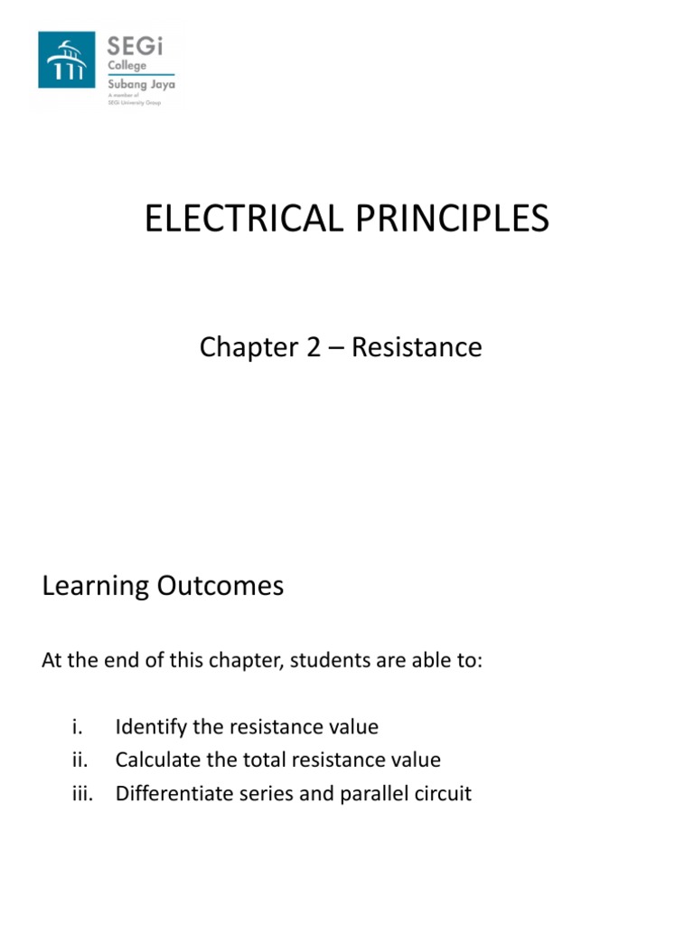 Chapter 2 - Resistor | PDF | Series And Parallel Circuits | Electrical ...