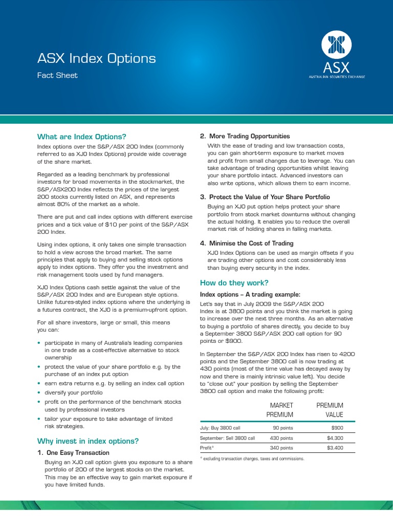 ASX Index - Options PDF | PDF | Option (Finance) | Stock Market Index