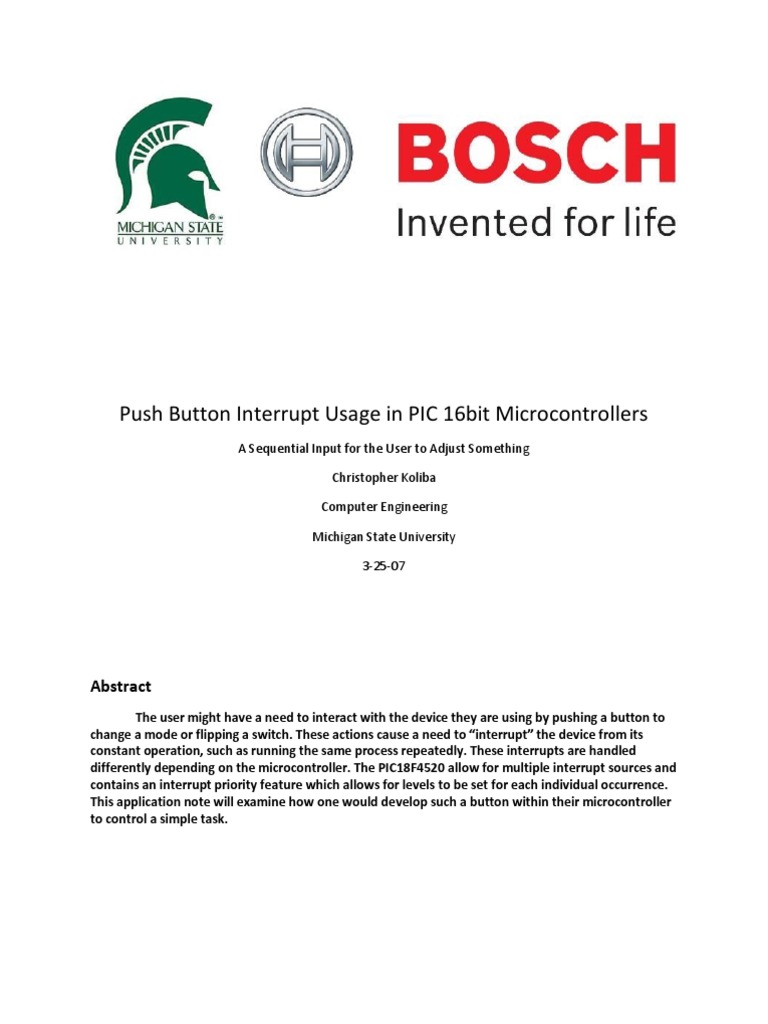 Push Button Interrupt | PDF | Microcontroller | Subroutine