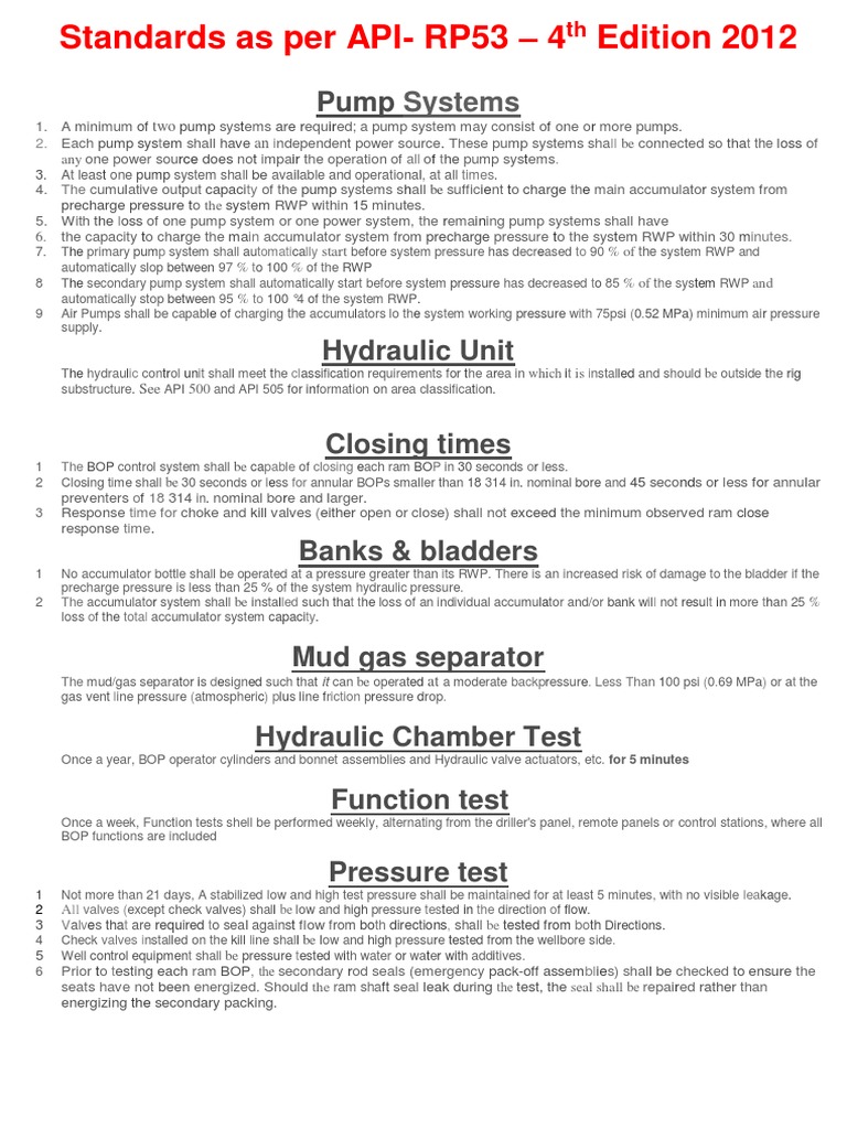 API Rp53 Recommendations | PDF | Valve | Gases