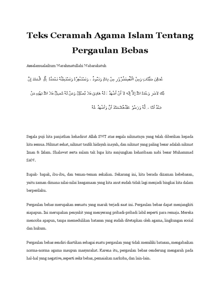 Teks Ceramah Agama Islam Tentang Pergaul | PDF