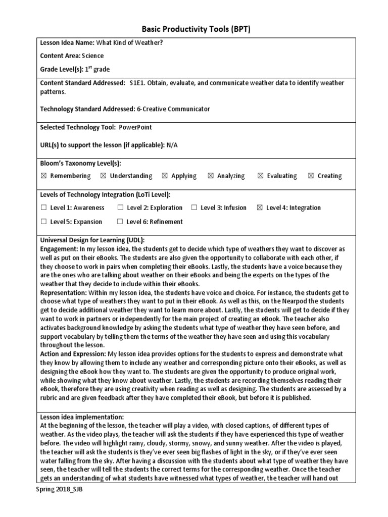 Basic Productivity Tools Lesson Idea Final | PDF | Teachers | E Books