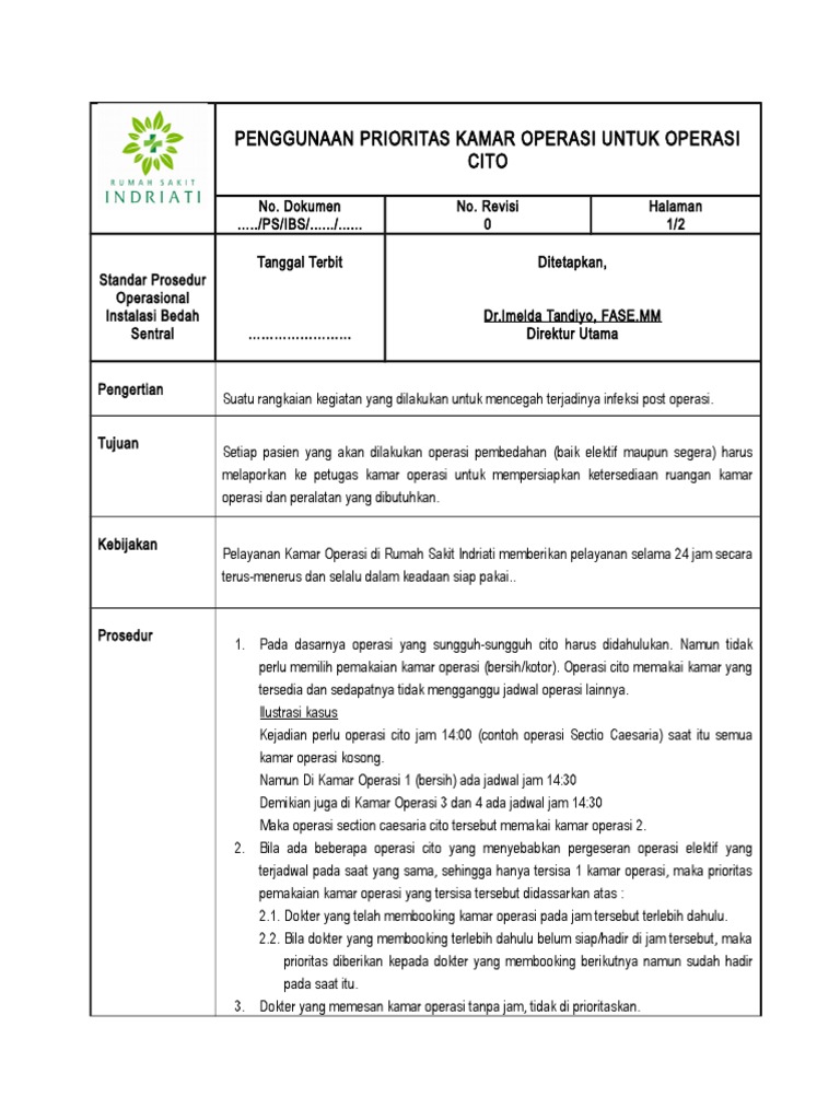 SPO Operasi Cito - 1 | PDF