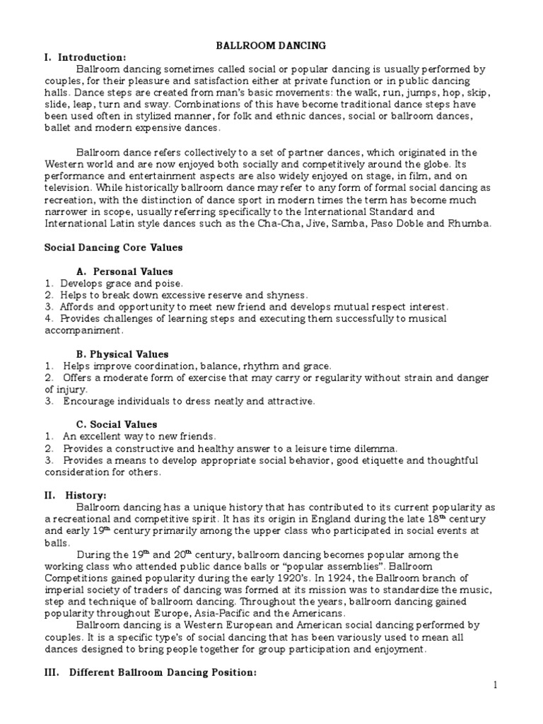 Ballroom Dancing Handouts | PDF | Ballroom Dance | Dances