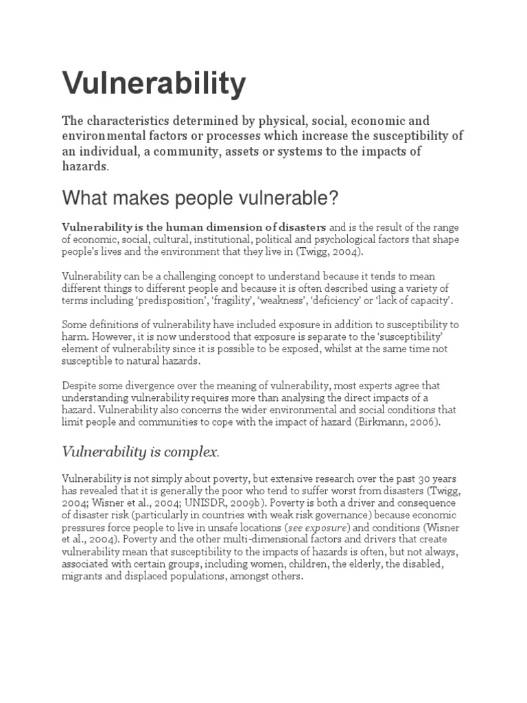 Vulnerability: What Makes People Vulnerable? | PDF | Hazards ...