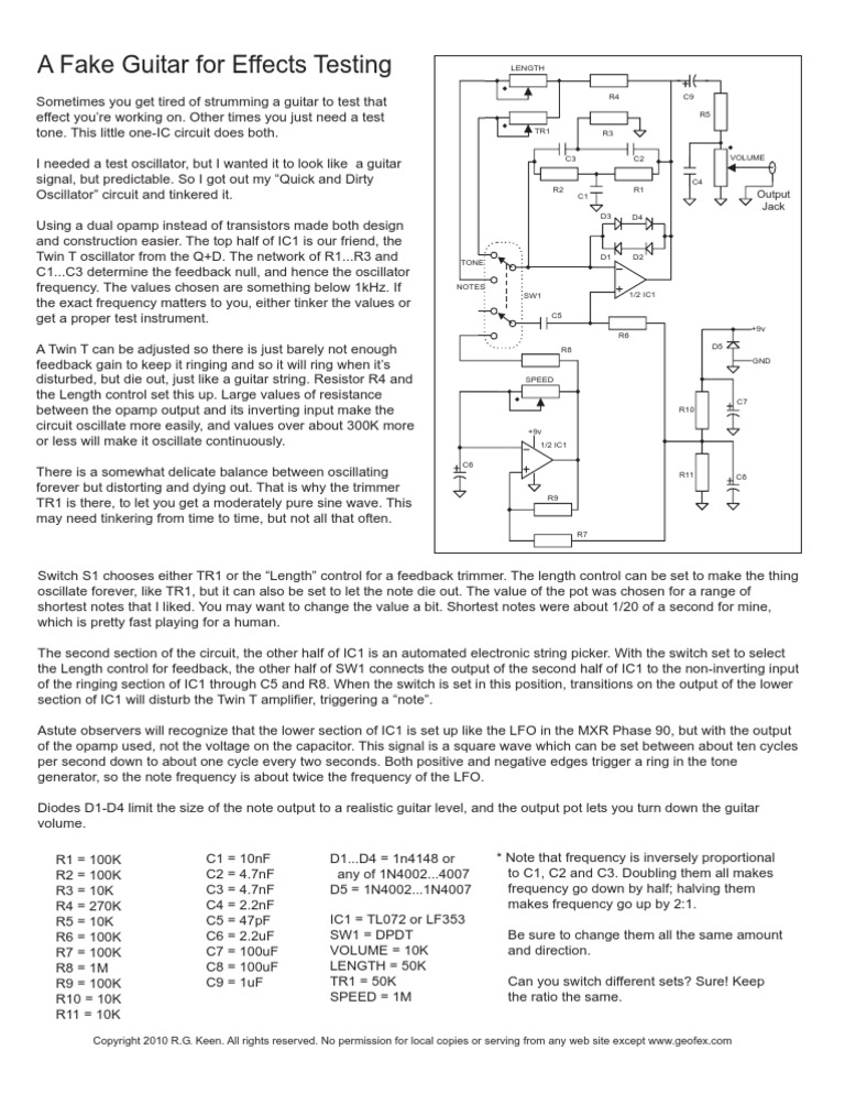 Fake Guitar Oscillator | PDF | Operational Amplifier | Electrical ...