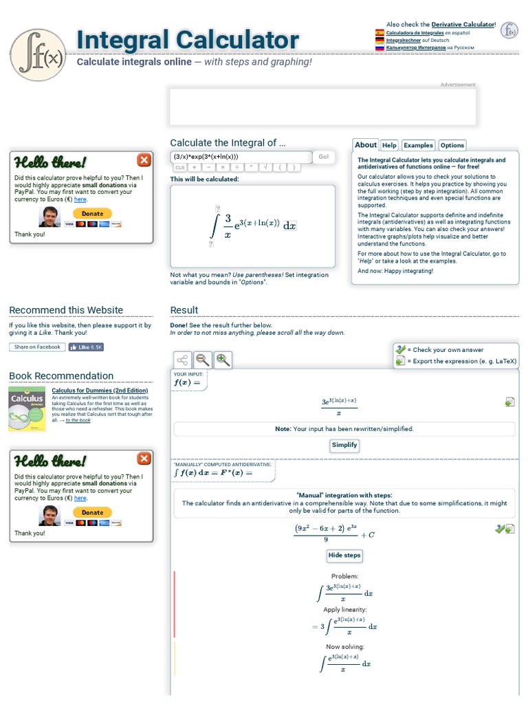 Integral Calculator - With Steps! | PDF | Integral | Function (Mathematics)