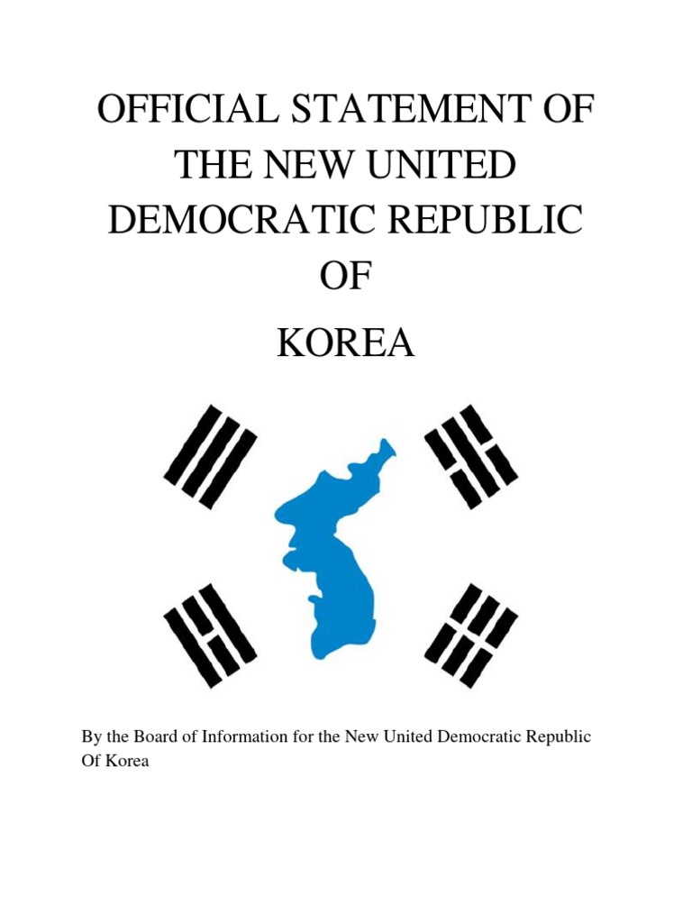 Unification of Korea: Official Statement | PDF | North Korea | World ...