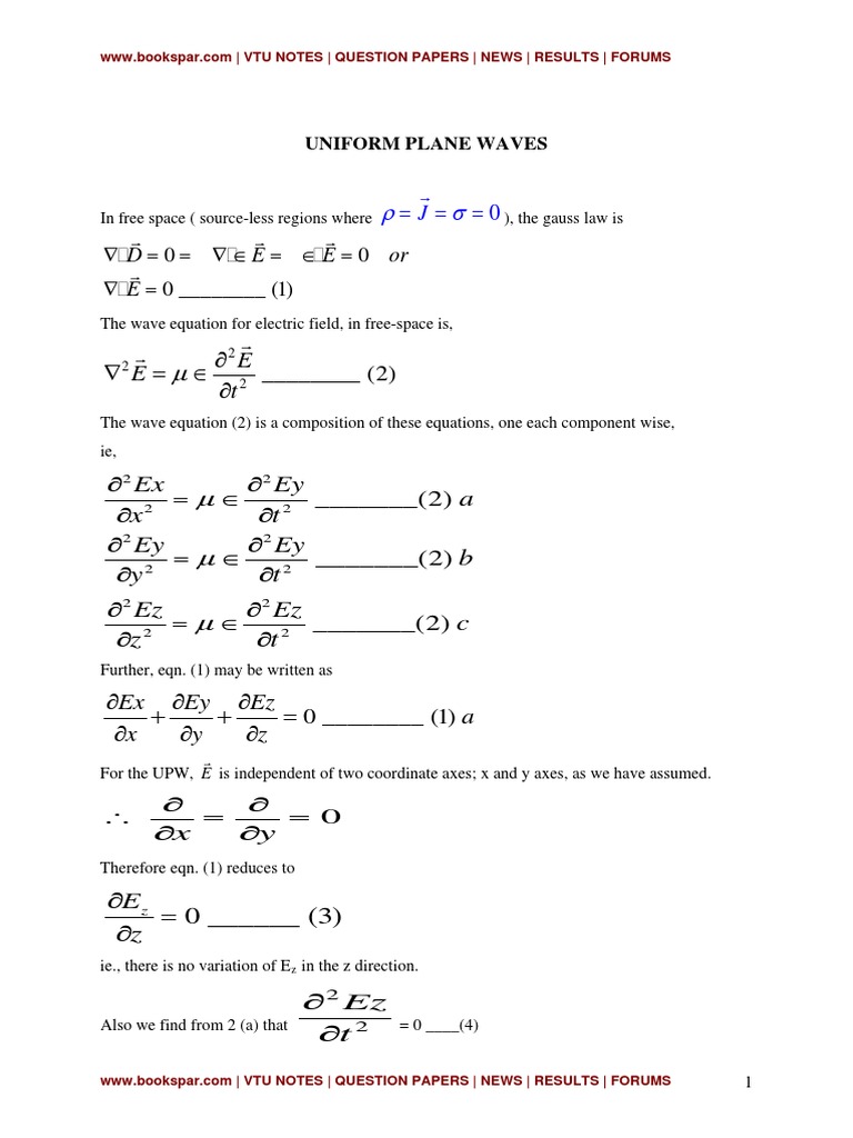 Fieldtheory Uniform Plane Waves | PDF | Waves | Electrical Resistivity And Conductivity