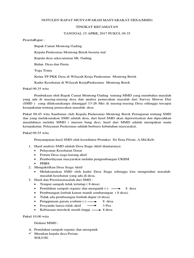 Notulen MMD | PDF | Kesehatan Holistik | Gaya Hidup