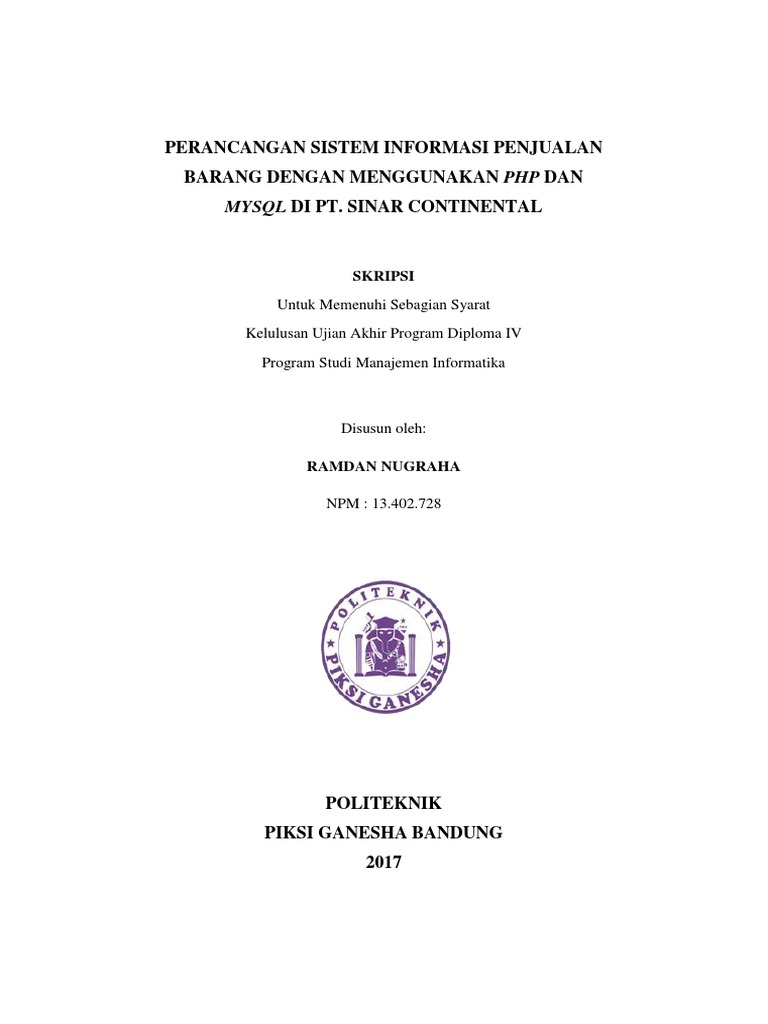 Perancangan Sistem Informasi Penjualan Barang Dengan Menggunakan PHP ...