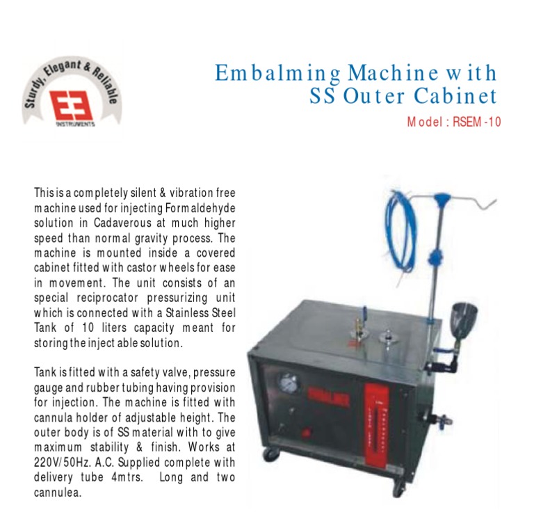 Embalming Machine With SS Outer Cabinet | PDF