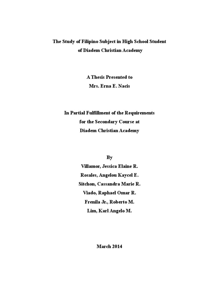 Filipino Subject Study in High School | PDF | Tagalog Language ...
