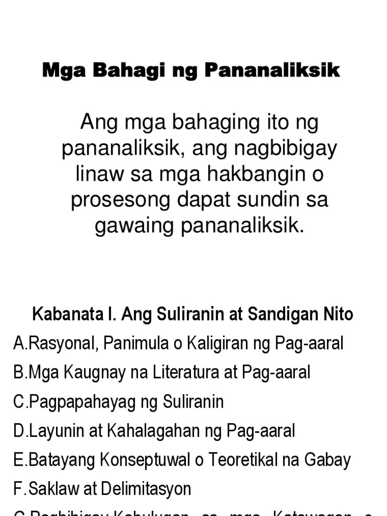 Mga Bahagi Ng Pananaliksik Sa Filipino Kabanata 1 Sa Pananaliksik Cloobx Hot Girl