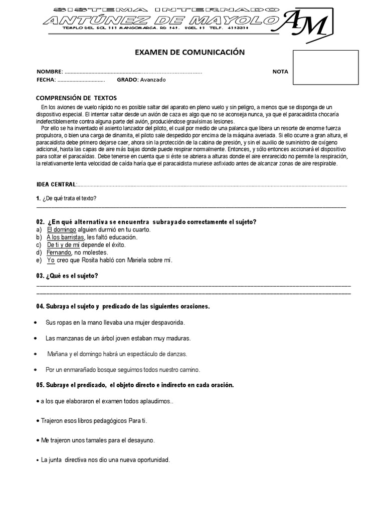 Examen 1 - Final - Leng. Avanzado | PDF | Naturaleza