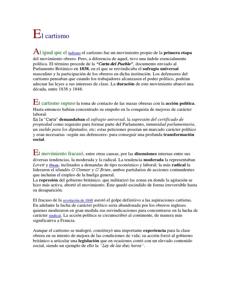 El Cartismo | PDF | Doctrina social católica | Teología Católica y Doctrina