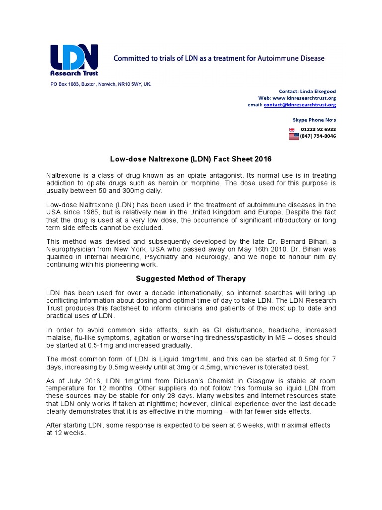 Low-Dose Naltrexone (LDN) Fact Sheet 2016: Understanding the Mechanism ...