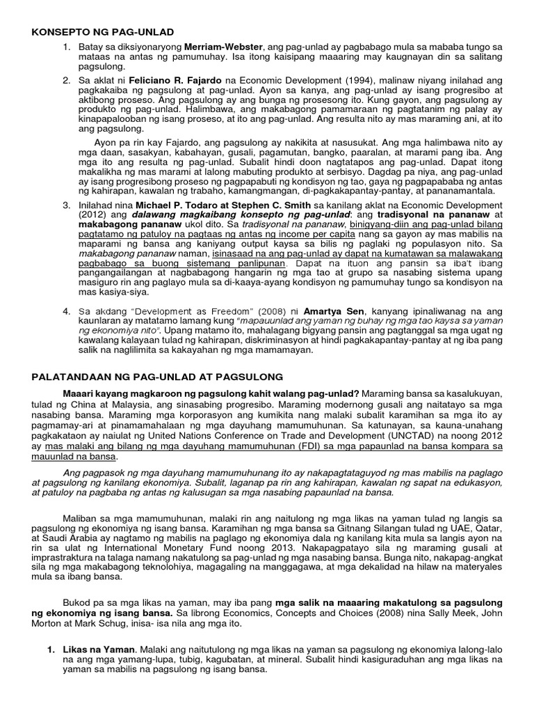 Konsepto NG Pag-Unlad | PDF