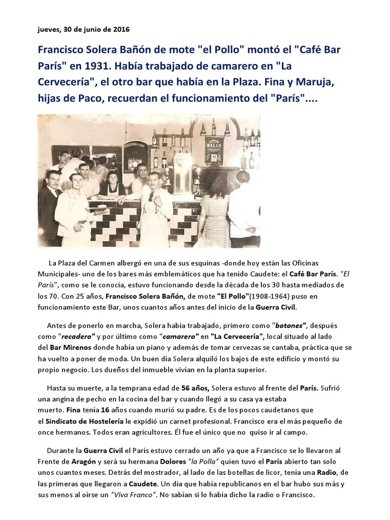 Historia de Un Bar | PDF | Comida y bebida | Bebidas