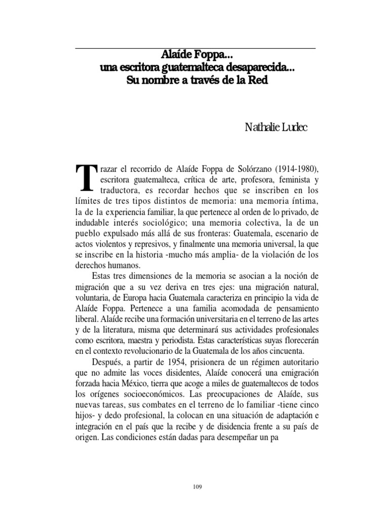 Vida y legado de Alaíde Foppa | PDF | Guatemala