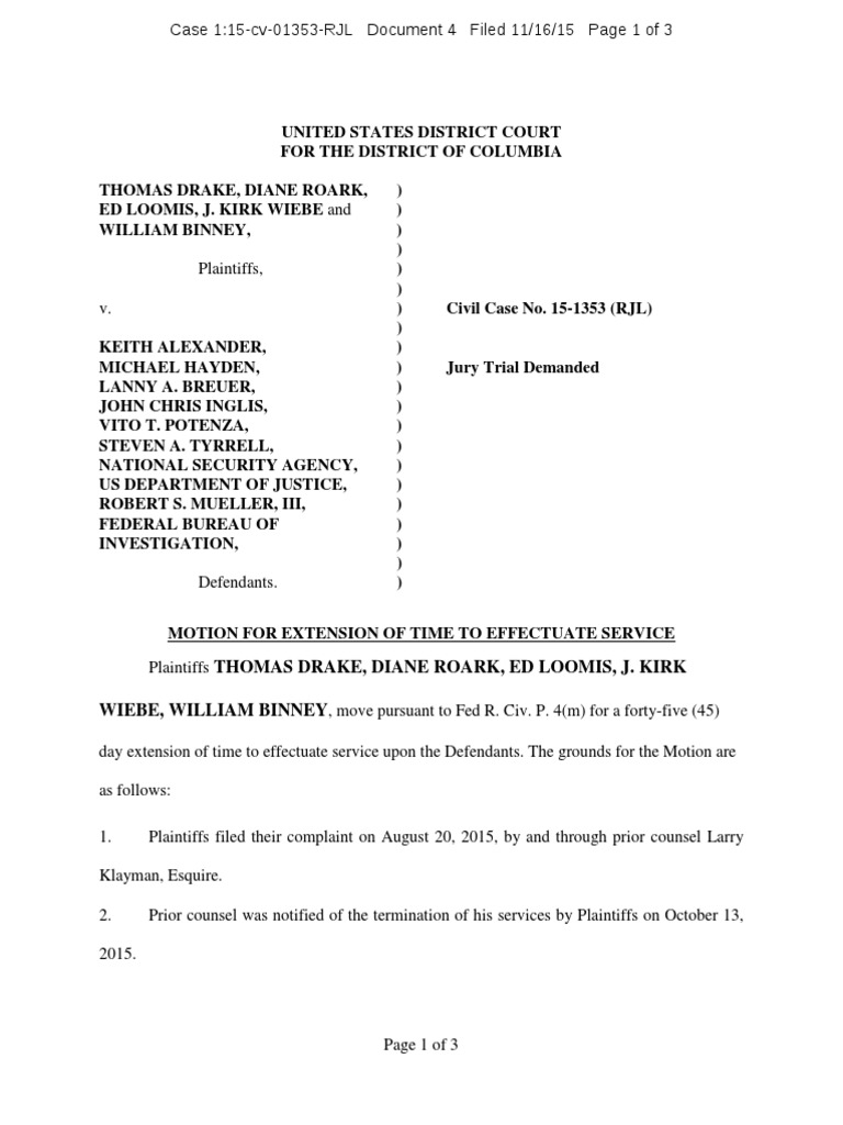 Motion for Extension of Service Time | PDF | Complaint | Common Law