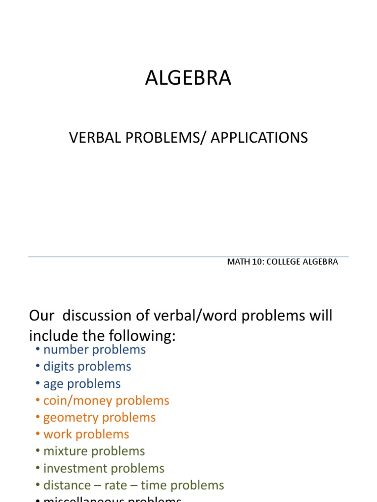 Math10 Verbal Problems | PDF | Fraction (Mathematics) | Numbers