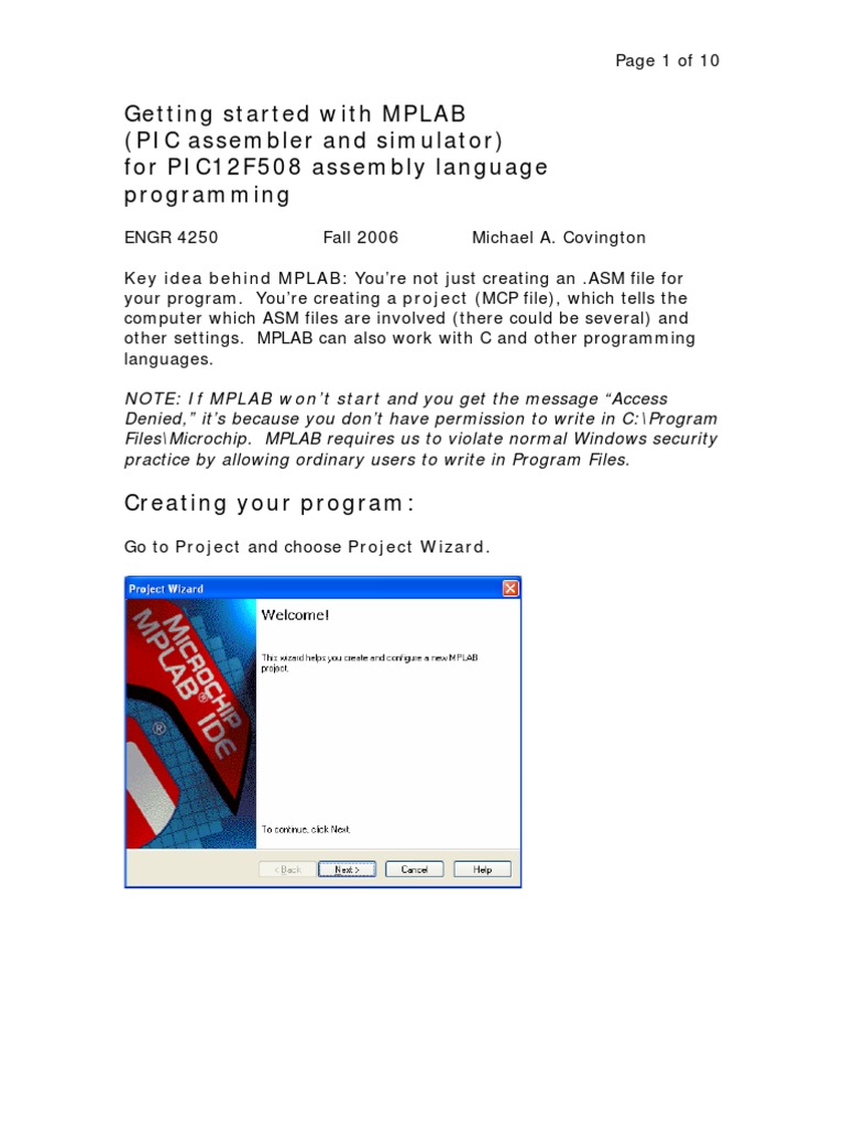 Getting Started With MPLAB (PIC Assembler and Simulator) For PIC12F508 ... Getting Started With MPLAB (PIC Assembler and Simulator) For PIC12F508 ...