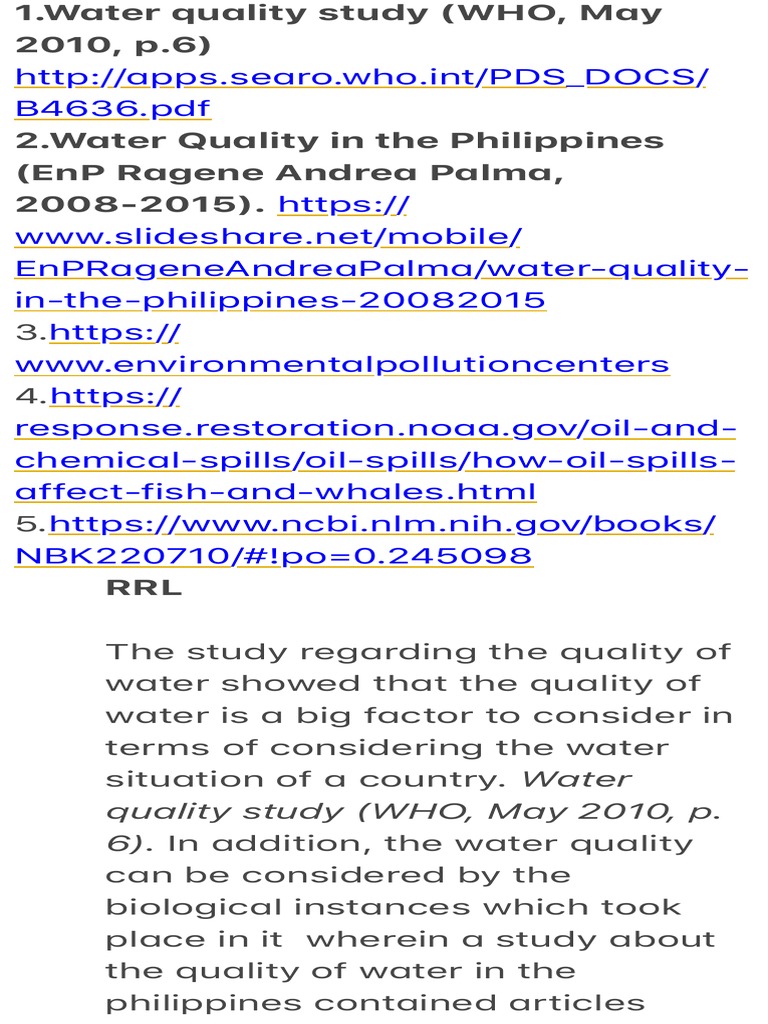 1.water Quality Study WHO May 2010 p.6 | PDF