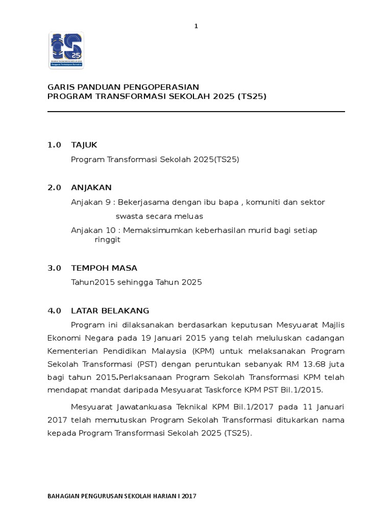 Garis Panduan Operasi Ts25 | PDF