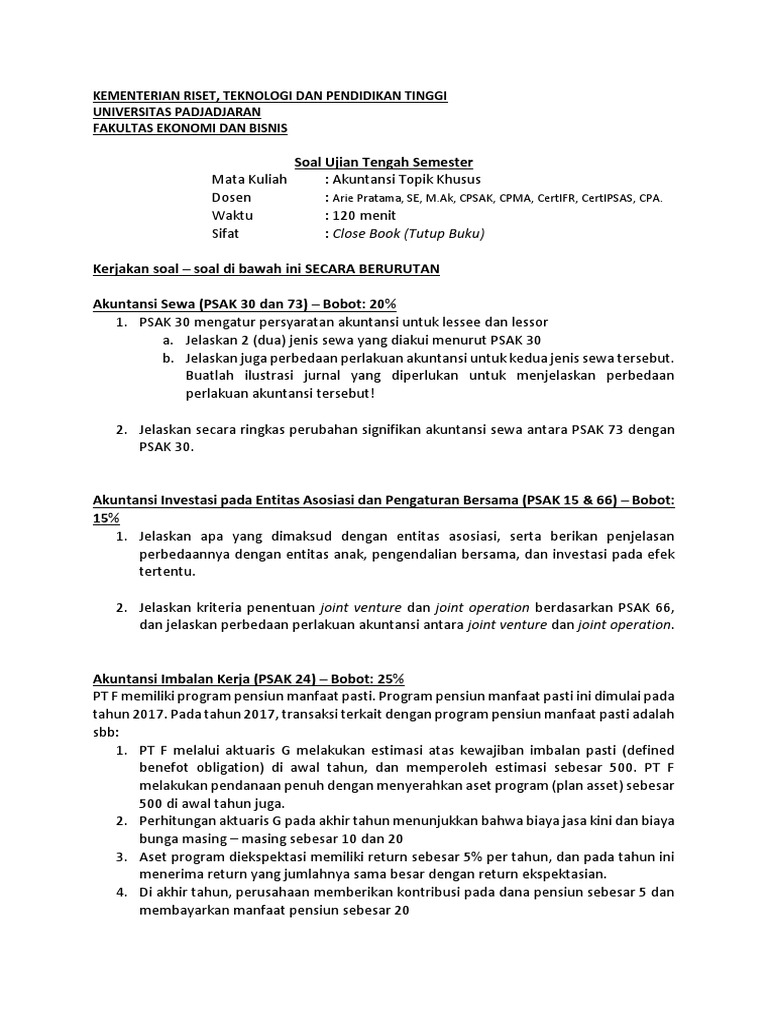 Contoh Soal UTS ATK 2017 | PDF