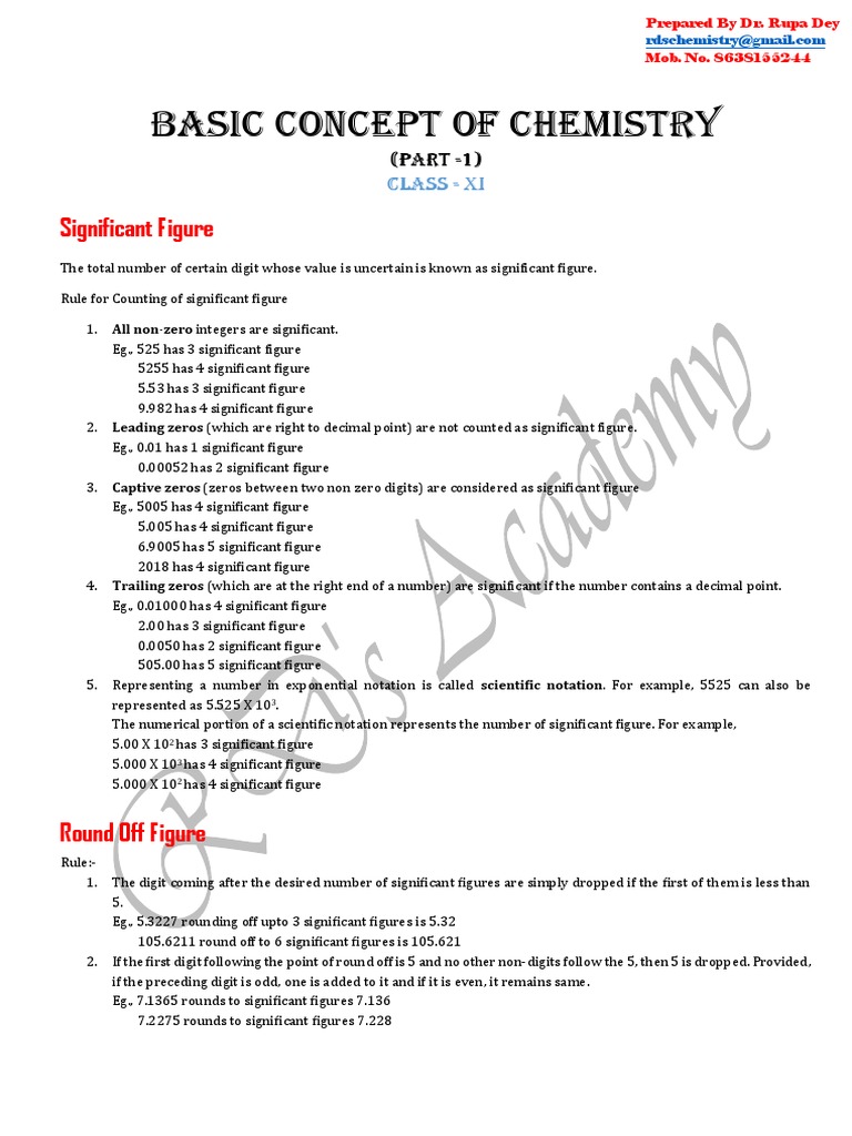 Basic Concept of Chemistry: Significant Figure | PDF | Significant ...