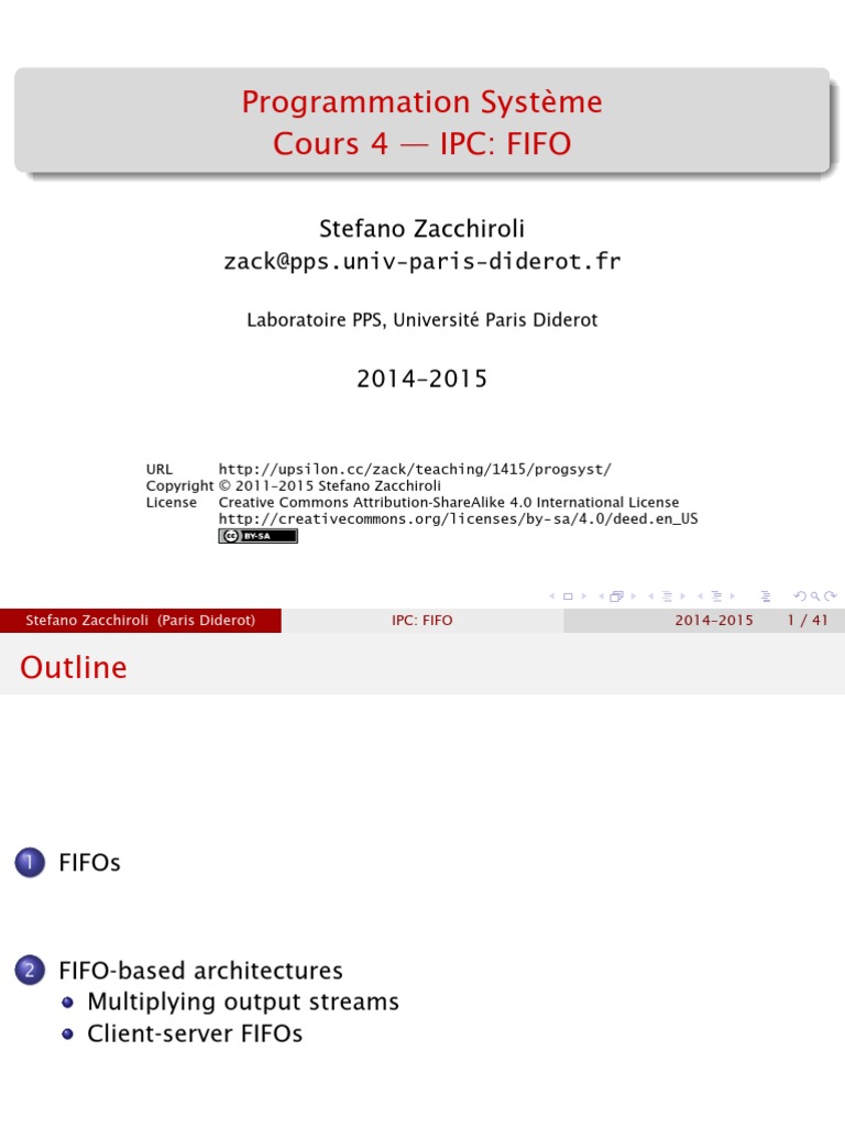 Programmation Système Cours 4 - IPC: FIFO: Stefano Zacchiroli | PDF | Client–Server Model ...