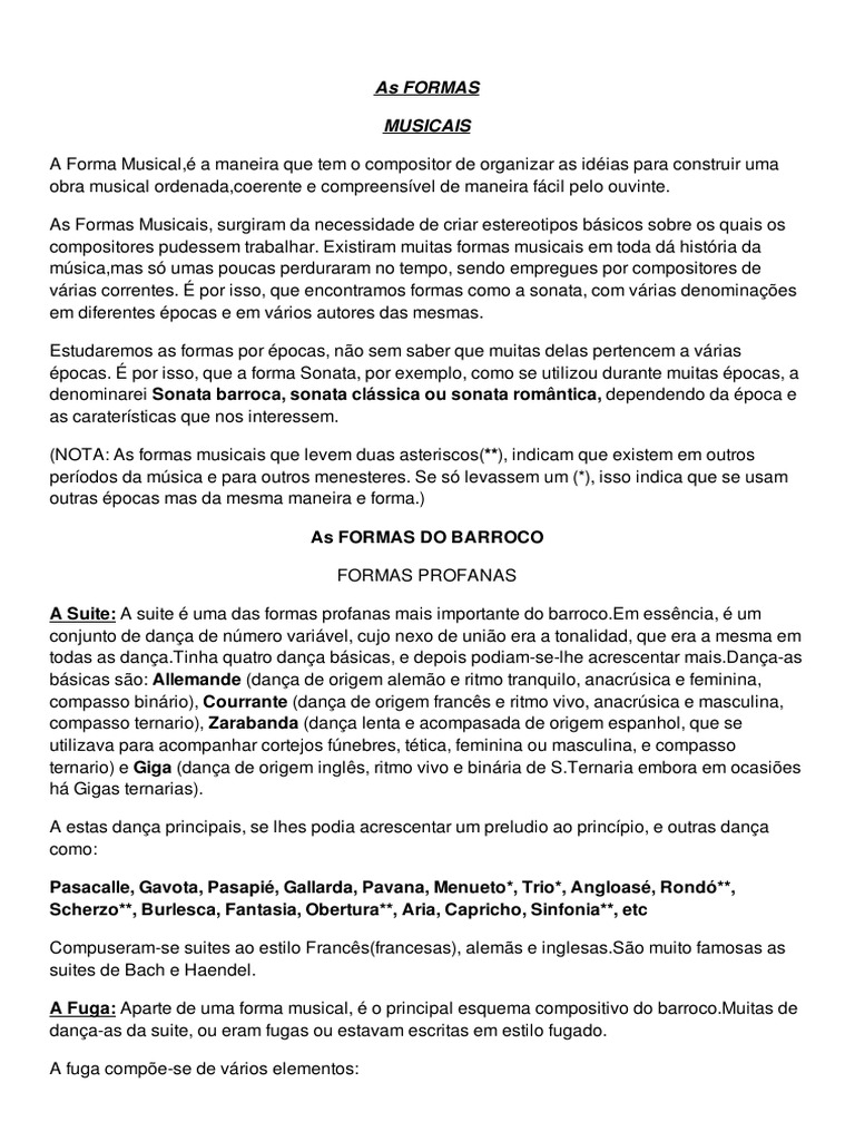 Formas Musicais 3 | PDF | Ópera | Variação (música)
