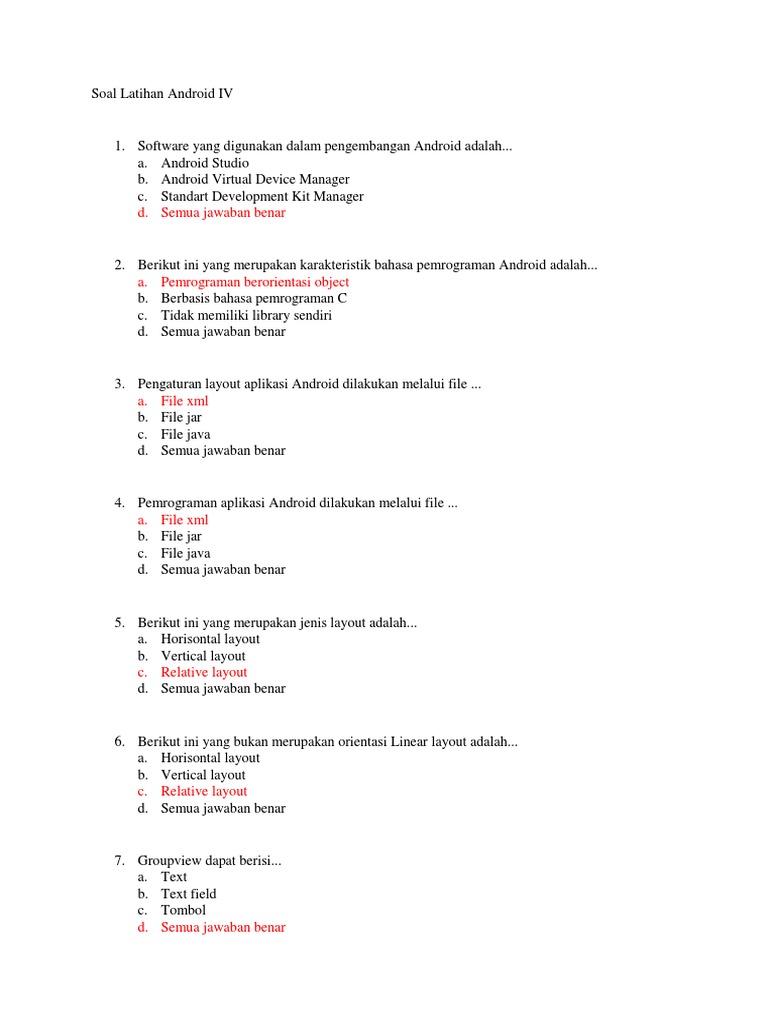 Soal Latihan Android 3 RPL | PDF