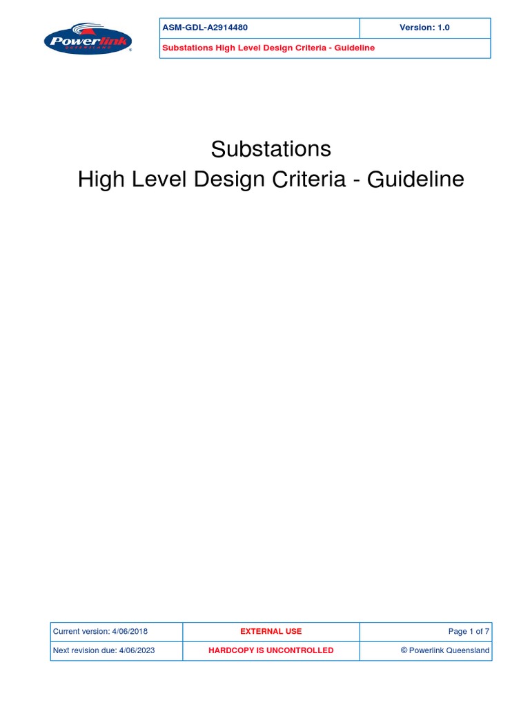 Substations High Level Design Criteria Guideline | PDF | Electrical ...