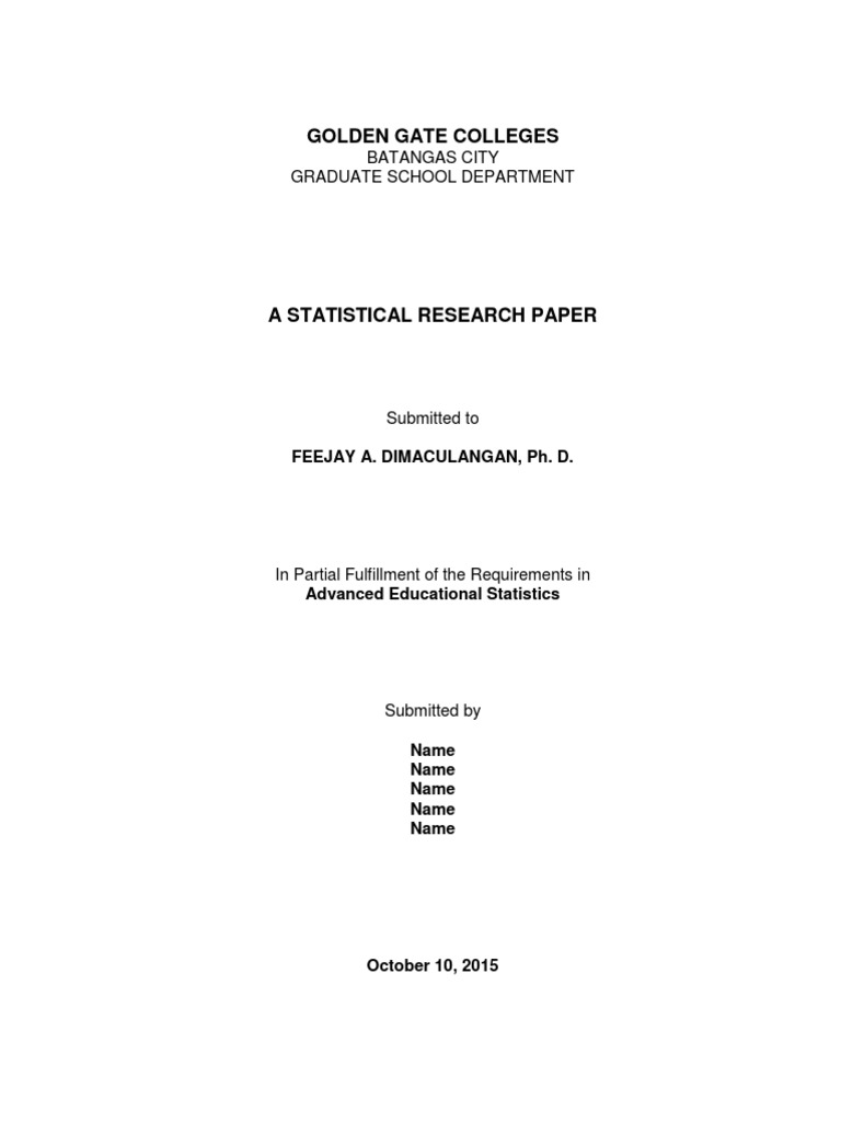 Statistical Research Paper - Format | PDF | Statistics | Methodology
