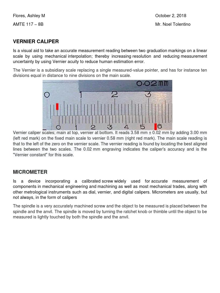 Vernier Caliper: Micrometer | PDF