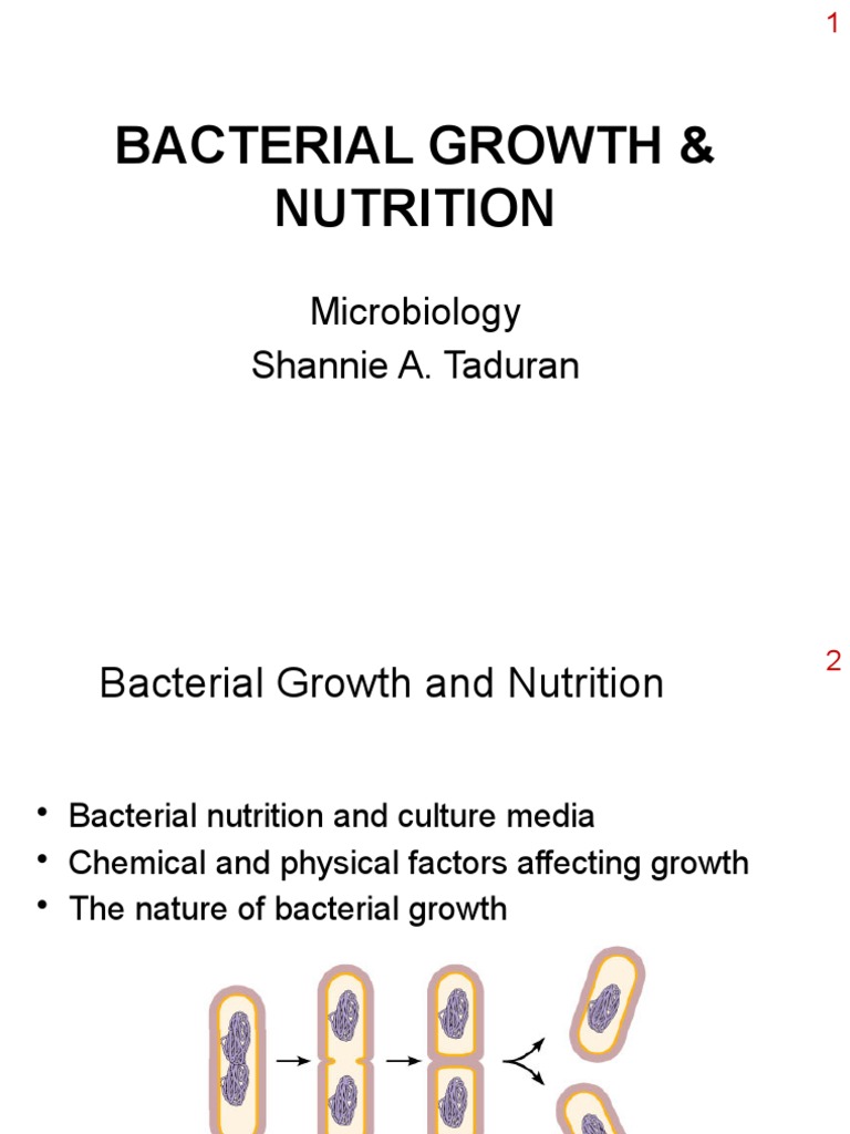Bacterial Growth and Nutrition Essentials | PDF | Growth Medium | Bacteria