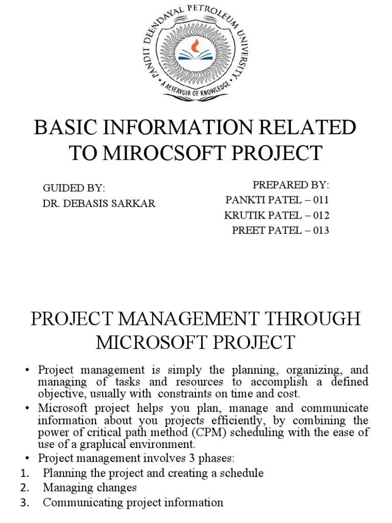 Basic Information Related To Mirocsoft Project | PDF | Project ...