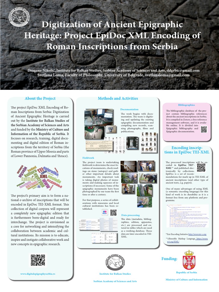 Digitization of Ancient Epigraphic Heritage Project EpiDoc XML Encoding of Roman Inscriptions ...