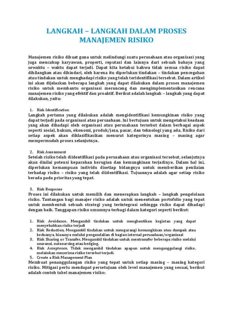 Langkah MNJ Risiko | PDF