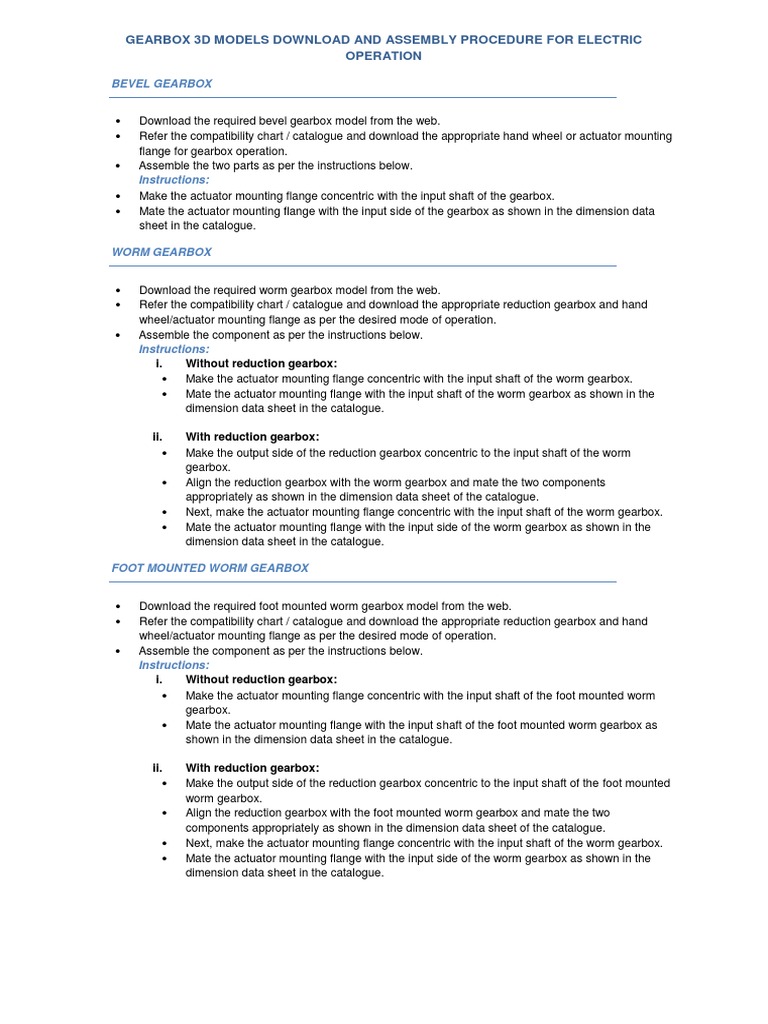 Instruction - Auma India Gearbox - 3d Models For Electric Operation ...