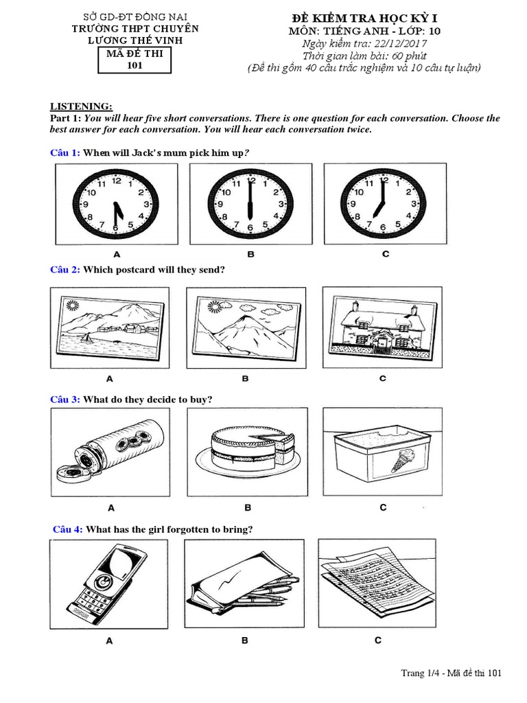 Listening Test Instructions for Students | PDF