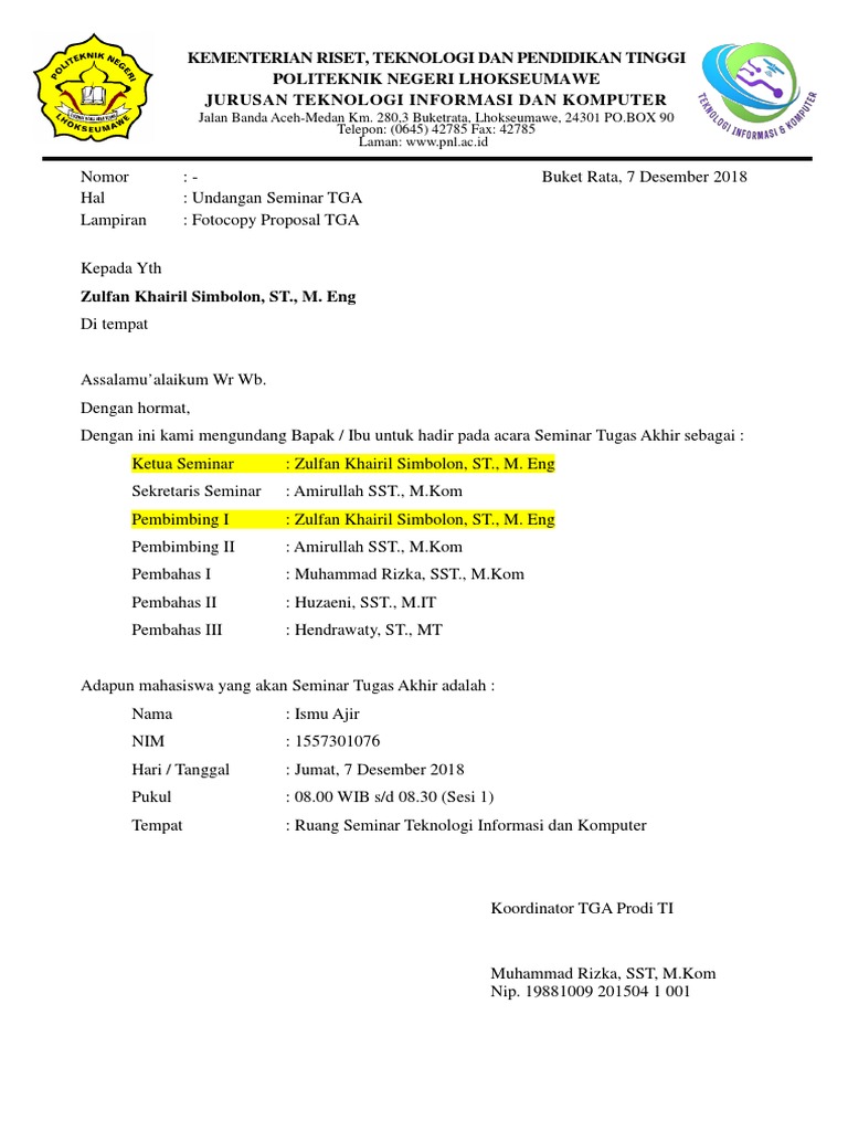 Contoh Undangan AMPLOP | PDF