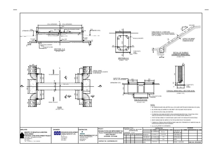 Section A-A Detail of Rubble Paving at Wing Wall: 60Mm Thk. Wearing ...
