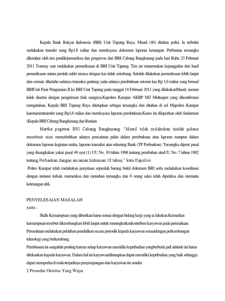 Kasus Audit Kas Teller | PDF